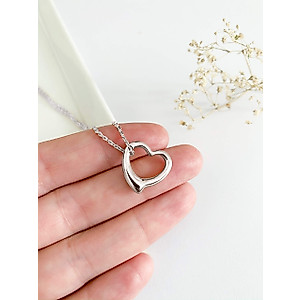 Altitude Boutique 18kt Open Heart Necklace For Women | Silver Plated Necklace | Lightweight, Hypoallergenic, Waterproof Chain (Silver)