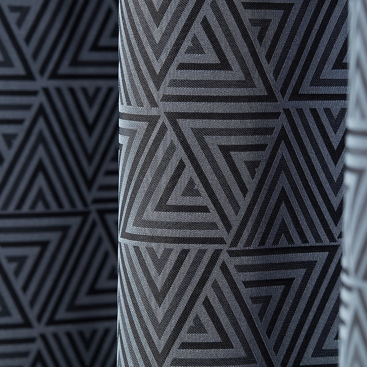 Decoberry Blackout Curtain Set - Includes 2 Blue and Black Triangle Pattern Curtains, Trinity, 52" X 108", 100% Light Blocking and Sound Filtering, Thermal Insulation - Geometric Design with Grommets