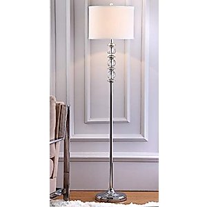 SAFAVIEH Lighting Collection Riga Clear Crystal/ Chrome 60-inch Living Room Bedroom Home Office Standing Floor Lamp (LED Bulb Included)