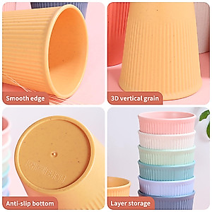 becutlery Wheat Straw Cups, Unbreakable Drinking Cup Dishwasher Safe Water Glasses with 8 Colors for Drinking Water, Juice,Milk, Soda, Coffee,Easy to Clean & Reusable (8 Pcs)