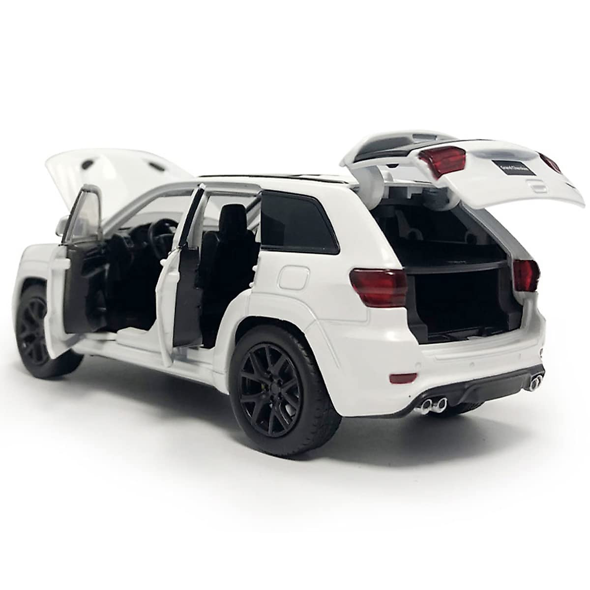 Grand Cherokee Trackhawk Toy Car Diecast Model Car 1/32 Scale SUV Vehicle Metal Zinc Alloy Casting, Light Sound, 4 Doors Open, Boys Toys Kids Birthday Gifts Mens Collection, White