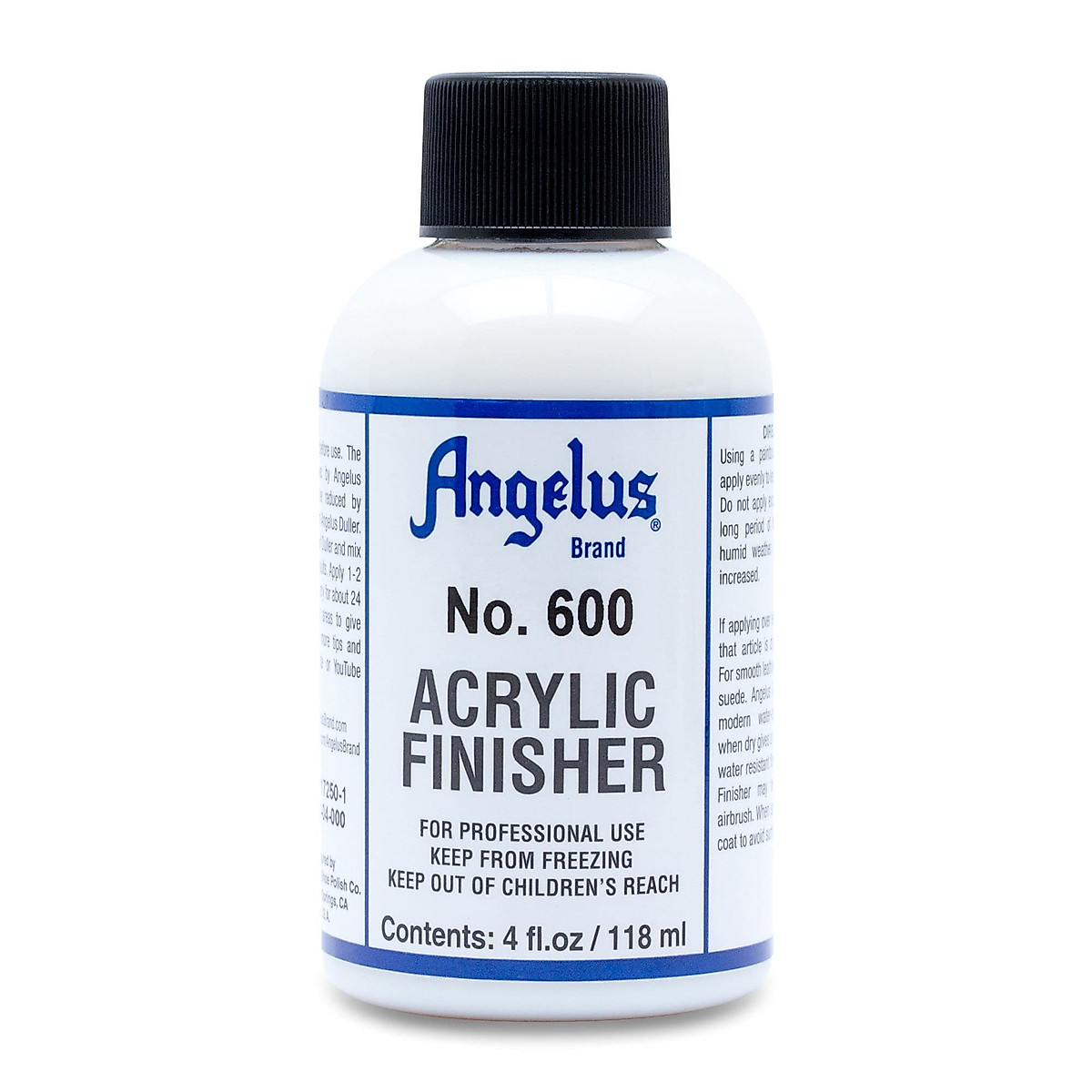 Angelus Acrylic Leather Paint Finisher No. 600-4oz and 5 Piece Paint Brush Set Combo Bundle