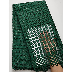 SJD LACE African Lace Fabric 5 Yards, French Soft Pure Embroidery Guipure Cord Lace Fabric for Wedding Party Dress Sewing 26866