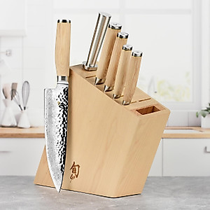 Shun Premier 7 Piece Knife Set with Angled Birch Block