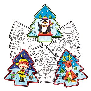 Baker Ross AX491 Christmas Color-in Window Decorations - Pack of 12, Unisex Hanging Decoration, Perfect for Xmas Kids Arts & Crafts Projects