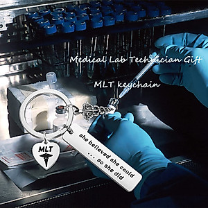 FOTAP Medical Lab Technician Gift MLT Keychain Medical Jewelry for MLT Graduation Gift Medical Technician, Scientist, Laboratory Gift (MLT KEY)