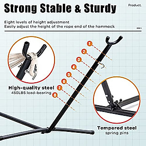MGHH Hammock Stand Only, Heavy Duty Stand for Hammock 450LBS Capacity, Portable Hammock Holder for Outdoor, Patio or Indoor with Portable Carrying Case (Alloy Steel, Stand ONLY)