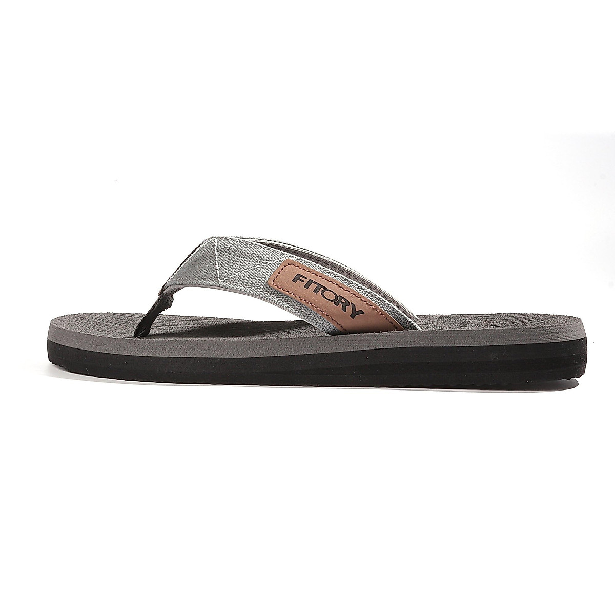 FITORY Men's Flip-Flops, Thongs Sandals Comfort Slippers for Beach Grey Size 11