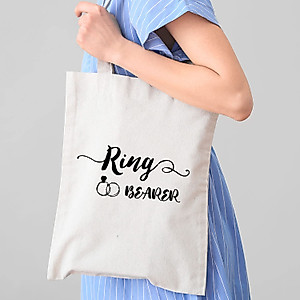 TBF Personalized Bride Tote Bag Wedding Bachelorette Bridal Shower Bridesmaids Bachelorette Cute Canvas Gift Bags (Ring Bearer (1 Pack))
