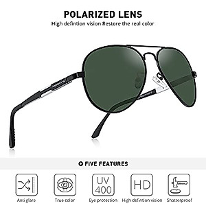 MERRY'S Men HD Polarized Sunglasses Aluminum Magnesium Driving Sun Glasses S8285 (Black Frame/G15 Lens/Black Temples, 60)