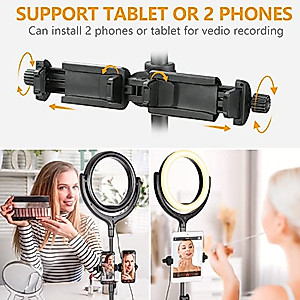LUXSURE Selfie Ring Light with Phone Tripod Stand,Tripod for iPhone/iPad with Ring Lights,10" LED Touch Control Circle Lighting with Phone Holder for Video Recording/YouTube/Tiktok/Live Stream/Makeup