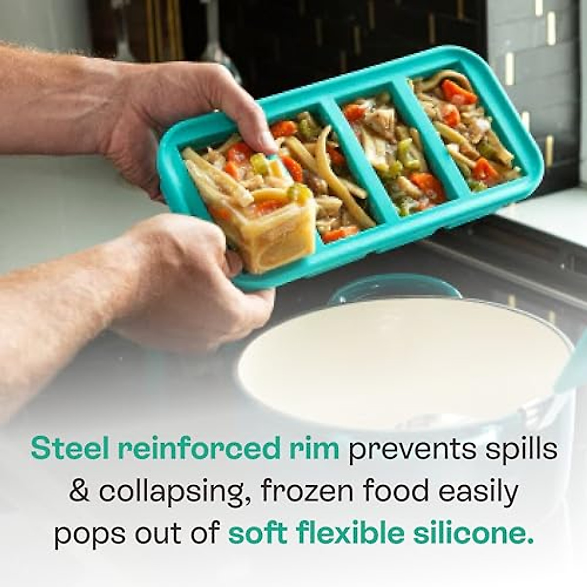 MightyNest 2 Piece Freezing Set | Souper Cubes 1 Cup Freezer Tray | Stasher Mega Silicone Bag | Reusable | Meal Prep | Portion Control | Dishwasher Safe | Oven Safe | Prevents Food Waste | Giftable