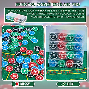 Lewtemi Poker Chips with Denominations Poker Chip Set Plastic Counters Chip Casino Chips with Poker Chip Holder Storage Box for Texas Home Game Nights Holdem Poker Blackjack or Roulette Casino (300)