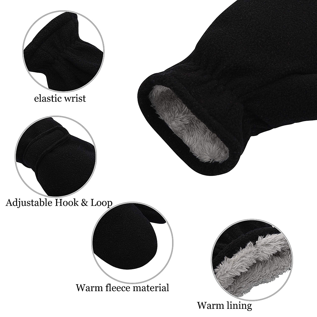 Toddler Mittens Baby Boy Girls Winter Warm Mittens Kids Easy-On Sherpa Fleece Lined Mittens Snow Infant Gloves 2 Pairs