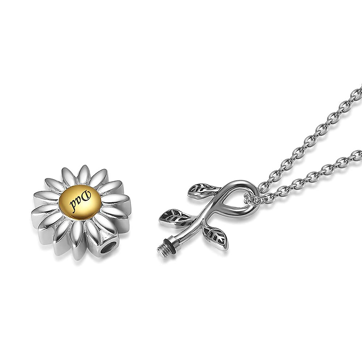 Gisunye Sunflower Cremation Jewelry for Ashes for women Keepsake Stainless Steel Memorial Pendant Cremation Urn Necklace for Human Ashes (SF-Dad)