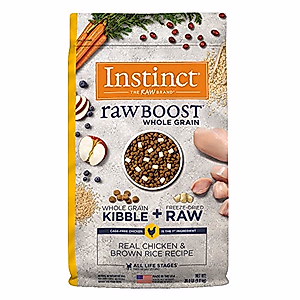 Instinct Raw Boost Whole Grain Dry Dog Food, Natural Real Chicken & Brown Rice Recipe Kibble with Omegas + Freeze Dried Raw Dog Food, 20 lb. Bag