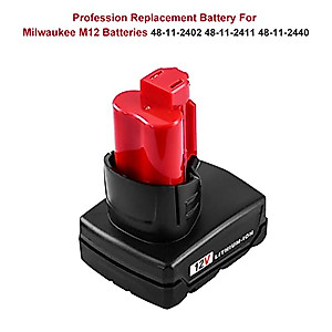 Dosctt 2 Pack 12V 6.0Ah Battery Compatible with Milwaukee M12 Battery XC Lithium 48-11-2411 48-11-2420 48-11-2401 48-11-2402 48-11-2401