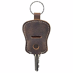Hide & Drink, Leather Guitar Keychain/Key Holder/Keychain With Pouch for Most Used Key/Keychain for Musicians, Handmade :: Bourbon Brown