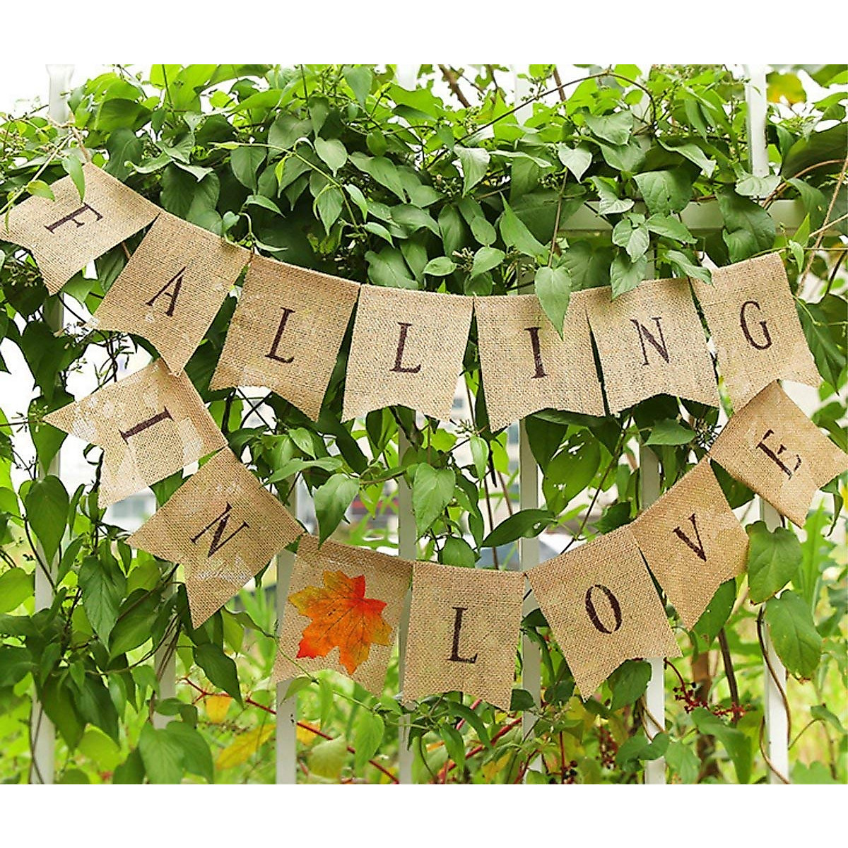 Alasida Falling in Love Burlap Banner, Great for Thanksgiving Decor, Valentines, Autumn Room Decoration, Party Decor for Birthday, Wedding, Bridal Baby Shower, Anniversary and Graduation