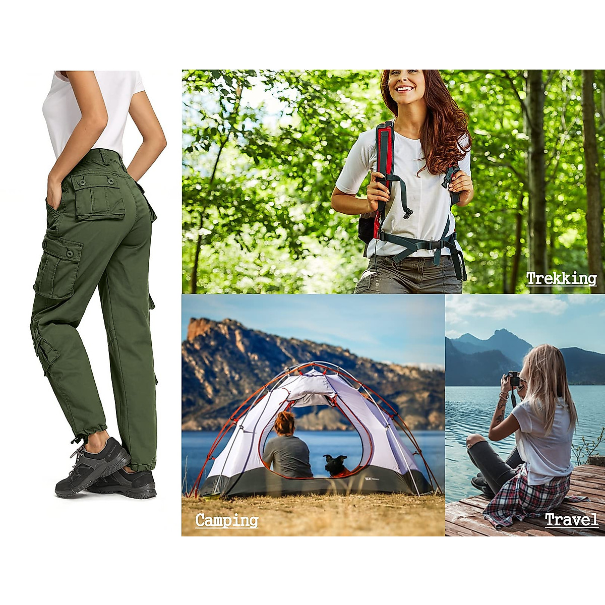 Raroauf Work Cargo Pants Womens Cotton Casual Military Combat Tactical Pants,Rip-Stop Outdoor Hiking Trousers Black US 8