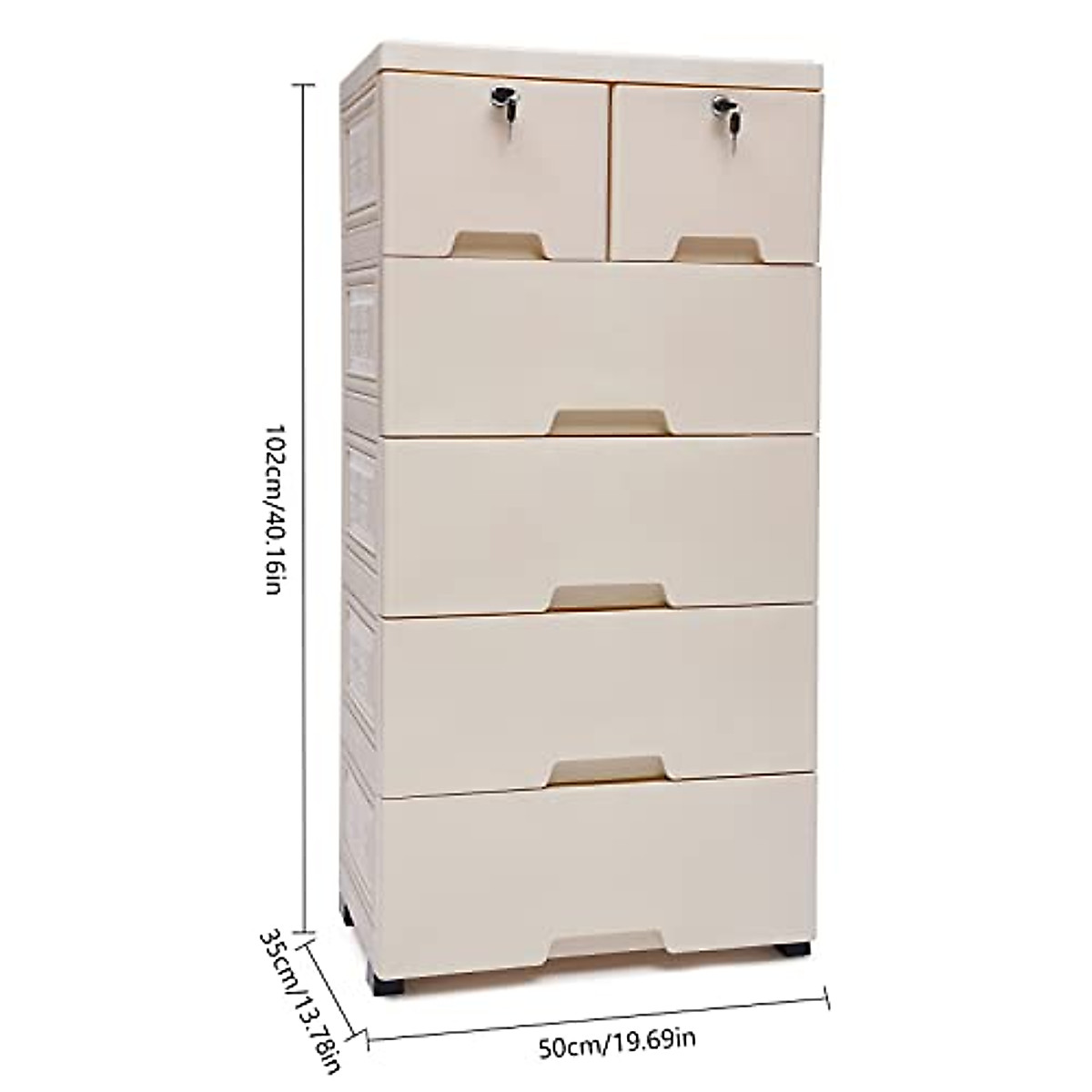 ZHFEISY Drawer Cabinet Plastic 6 Drawers Dresser Closet Organizer with Wheels Rolling Storage Dresser Cabinet 66lbs Load-Bearing Capacity for Clothes Playroom Bedroom
