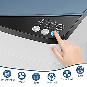 Casart Washing Machine Portable Washer W/ 7.7 Lbs Weight Capacity Washer and Dryer Full Automatic Washing Machine (Blue&White)