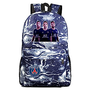 Duuloon Soccer Stars Casual Rucksack-Kylian Mbappe&Messi&Neymar Student Bookbag PSG Graphic Knapsack for Teen