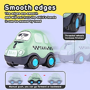 XQW Cartoon Inertia Baby Toy Cars with Storage Bag and mat, 6 Pcs Push and Go Toys, Kids Toys Car for Girls Boys, Early Educational Toys for 1 2 3 4 5 6 Year Old Boys Girls, Birthday Gift for Toddlers