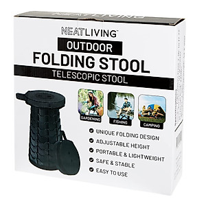 Westerly Portable Retractable Folding Stool, Collapsible Telescoping Foldable Camping Stool for Adults for Outdoor Fishing Hiking Gardening Travel BBQ (2)