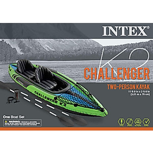Intex Challenger K2 2-Person Inflatable Sporty Kayak + Oars And Pump (2 Pack)