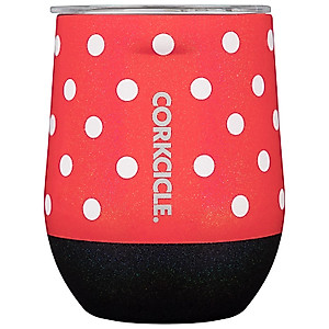 Corkcicle Disney Minnie Insulated Canteen Travel Water Bottle, Triple Insulated with Easy Grip, Keeps Beverages Cold for 25 Hours or Warm for 12 Hours, 16 oz, Polka Dot Red