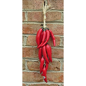 Generic Ceramic Talavera Red Chile Pepper - 15 in Red Chiles - Beautiful Mexican Handmade - Individually Unique - Red Chili Pepper Decorations - Pepper String - Red Chili Décor
