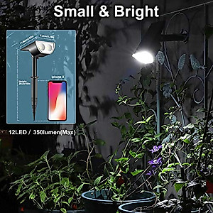 Consciot 12 LED Compact Dusk-to-Dawn Solar Powered Landscape Spotlights Outdoor, IP67 Waterproof 6500K Cool White, 2-in-1 Decorative Lighting for Garden, Pathway, Patio, Yard, 4 Pack
