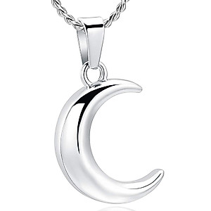 Imrsanl Cremation Jewelry for Ashes Moon Urn Necklace Stainless Steel Memorial Lockets Keepsakes Jewelry for Ashes Pendant - Fill kit (Silver)