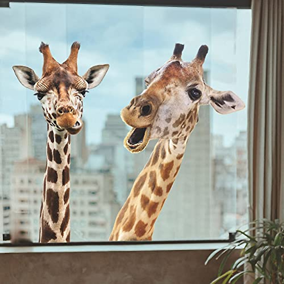 Cute Giraffe Wall Decals 2 Sheets Giraffe Decor Stickers, Lovely Window Decor Animal Wall Stickers Art Decorations for Kids Room Living Room Nursery Classroom