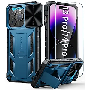 FNTCASE for iPhone 14-Pro Phone Case: Military Grade Drop Proof 13 Pro & 14 Pro Cases Mobile Cover with Kickstand & Slide | Rugged Shockproof Protective Cell Phonecase for Apple 14pro/13pro 6.1''