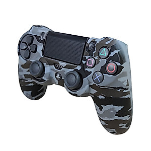 PS4 Controller Skin Shell Anti-Slip Silicone Gaming Grip Cover Protector Case for Sony Playstation 4 Slim PS4 Pro Gamepad Controller Skins with 10 Thumb Grips (Graffiti Grey)