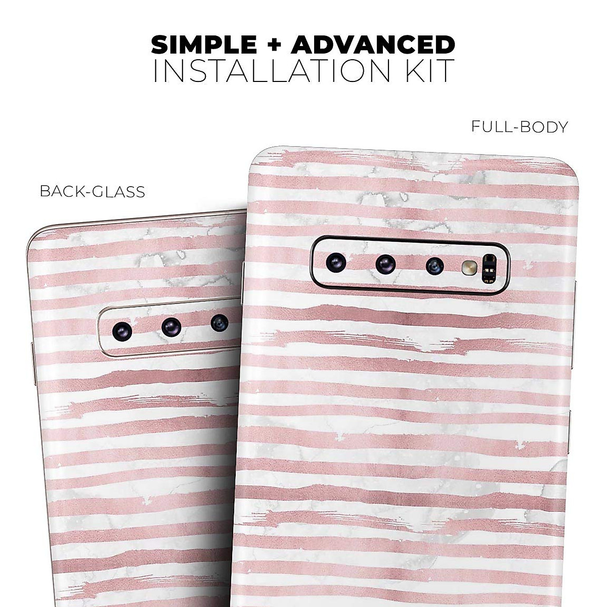 DesignSkinz Karamfila Marble & Rose Gold Striped v5 Protective Vinyl Decal Wrap Skin Cover Compatible with The Samsung Galaxy S20 (Screen Trim & Back Glass Skin)