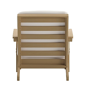 Merrick Lane Riviera Adirondack Style Deep Seat Patio Club Chair with Cushions - Natural Cedar Poly Resin Frame - Cream All-Weather Cushions - Indoor/Outdoor