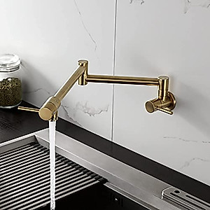 Classic Kitchen Tap Brass Kitchen Faucet 360°Rotation Kitchen Sink Mixer Double Joints and Single Cold Kitchen Mixer Tap Foldable Double Handle Sink Taps,Brushed/Brushed Gold