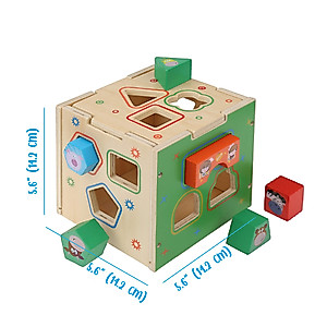 Wooden Kids Baby Activity Cube - Boys Gift Set | 1,2 Year Old Boy Gifts Toys | Developmental Toddler Educational Learning Boy Toys 12-18 Months |Shape Sorter for Birthday