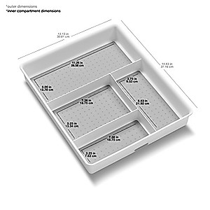 madesmart - 15222 Basic Gadget Tray Organizer - White | BASIC COLLECTION | 4-Compartments | Multi-Purpose Storage | Non-slip Lining | Easy to Clean | Durable | BPA-Free