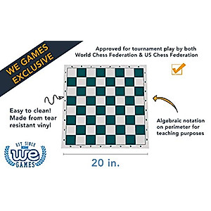 WE Games Tournament Roll Up Chess Board + Bobby Fischer Ultimate Tournament Staunton Chess Pieces