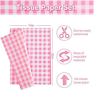 Whaline 100 Sheets Spring Pastel Tissue Paper Folded Flat Buffalo Plaid Wrapping Paper Purple Yellow Pink Green Blue Gift Tissue Paper for Home DIY Gift Bags Summer Easter Birthday Decor, 14 x 20inch