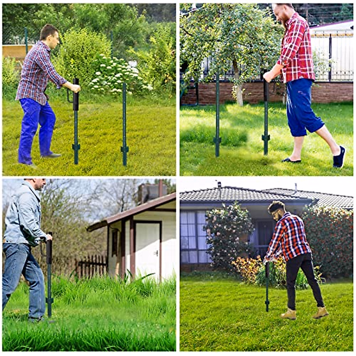 Nrspp Black Fence Post Driver，16.5 Inch T Post Driver,Hand Post Pounder with Handle,12 LB Heavy Duty Post Hole Diggers