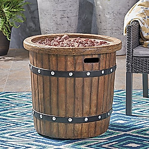 Christopher Knight Home Muriel Outdoor 25" Light-Weight Concrete Round Fire Pit 40K BTU, Dark Brown