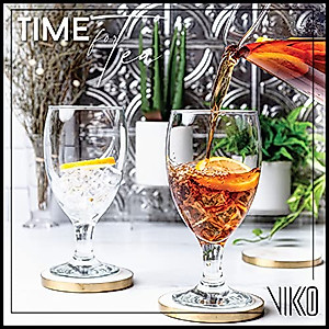 Vikko Classic Goblet Party Glasses, Iced Tea Glasses 20 Ounce, Set of 6 Goblets, Water Glasses, Dishwasher Safe Durable Glassware