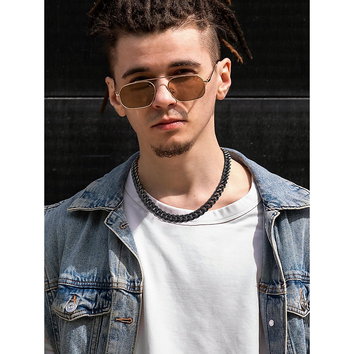 FindChic Black Chain Necklace for Women, Chunky Curb Chain Necklace Hip Hop Jewelry Thick 12MM 18inch Cuban Link Chains