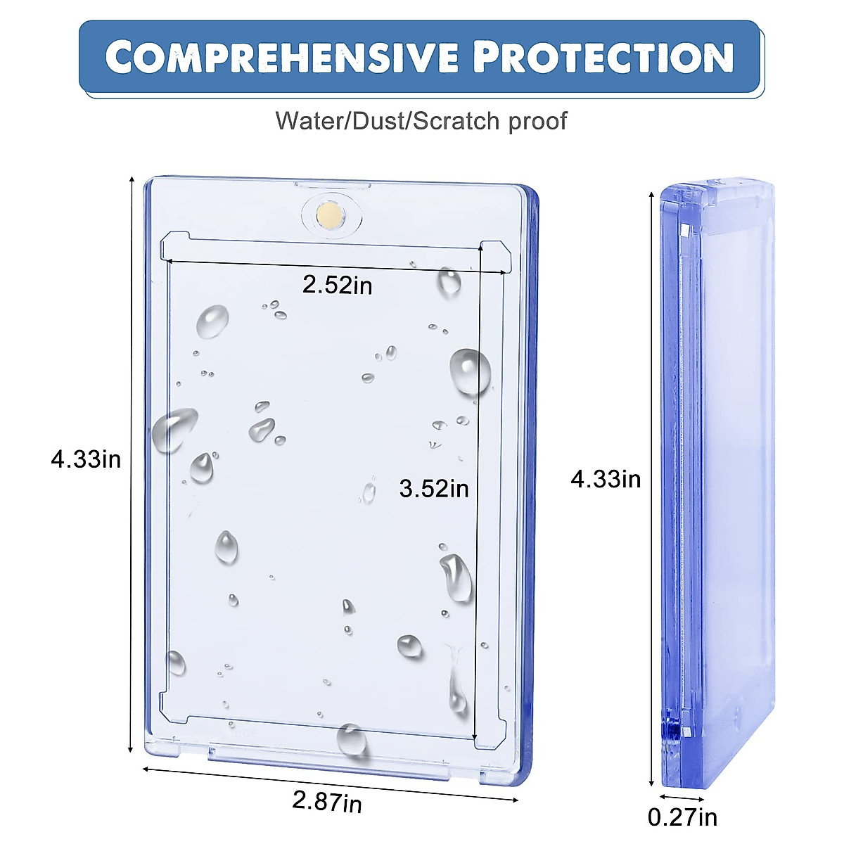Card Protectors Magnetic Card Holder Plastic Card Sleeves Hard Plastic Trading Card Case Transparent Blue Cards Sleeves for Standard Cards Sports Cards Baseball Cards (14 Pieces)