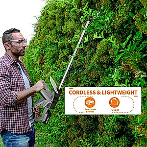 WORKSITE 20V Hedge Trimmer Cordless, Lightweight Bush Trimmer with 20-Inch Dual Steel Blade, Battery & Fast Charger Included